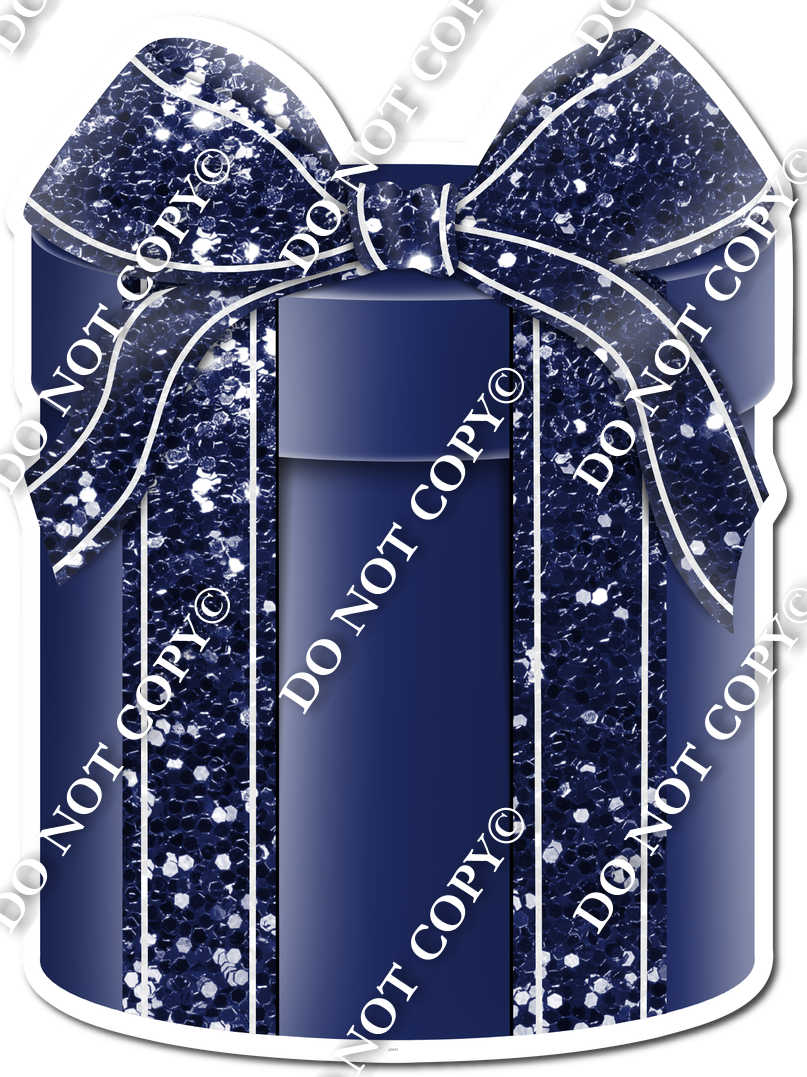 Sparkle - Navy Blue Box & Navy Blue Ribbon Present - Style 3| Sign Swag USA