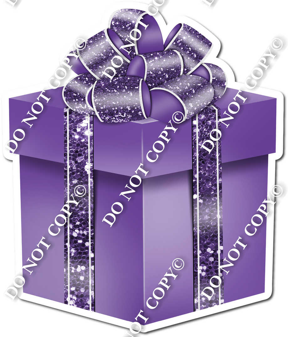 Sparkle - Purple Box & Purple Ribbon Present - Style 4| Sign Swag USA