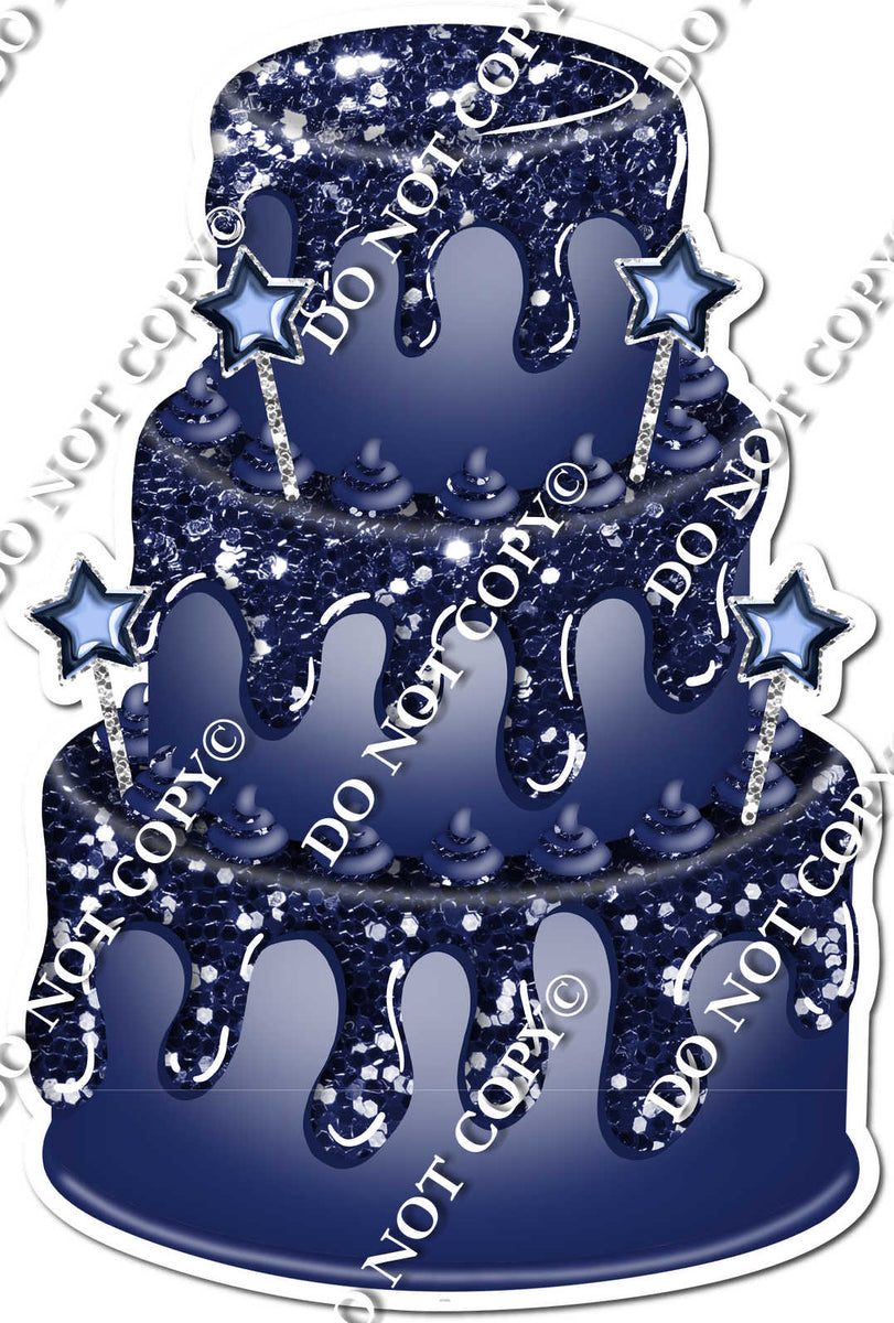 Navy Blue Cake, Navy Blue Dollops & Drip| Sign Swag USA