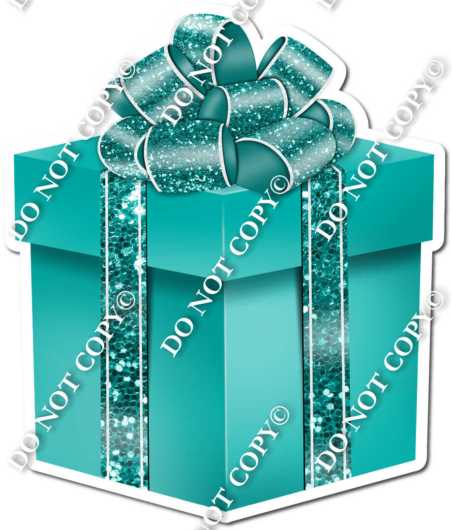 Sparkle - Teal Box & Teal Ribbon Present - Style 4| Sign Swag USA