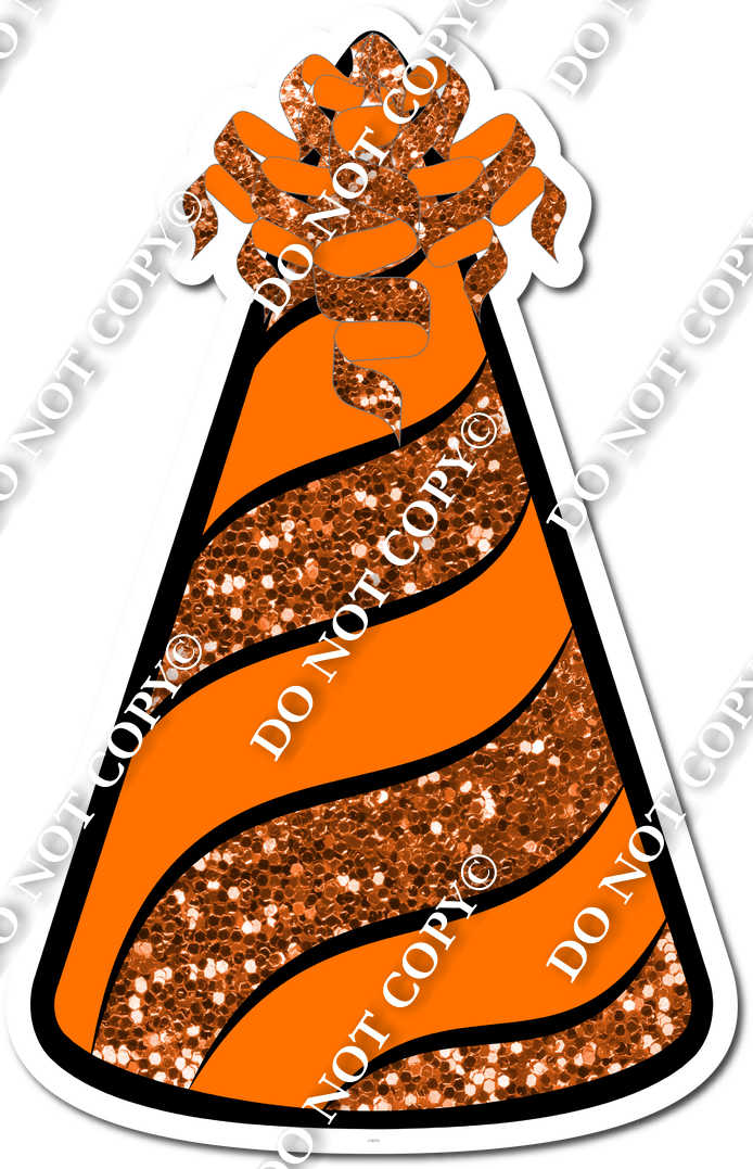 Orange Sparkle & Flat Orange Party Hat w/ Variants| Sign Swag USA