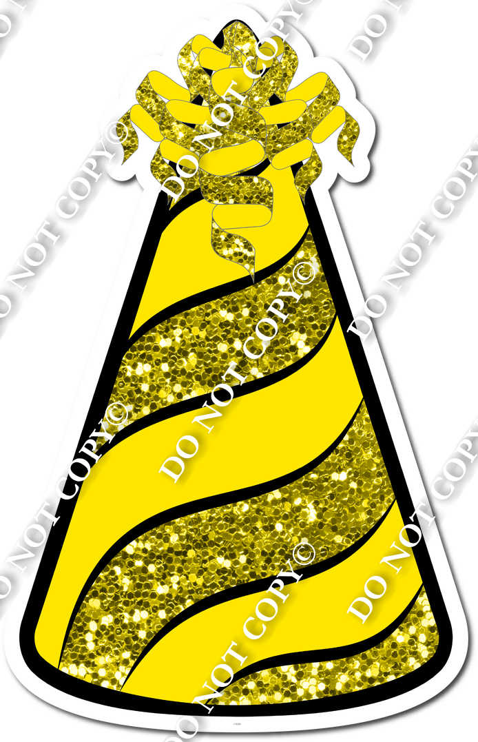 Yellow Sparkle & Flat Yellow Party Hat w/ Variants| Sign Swag USA