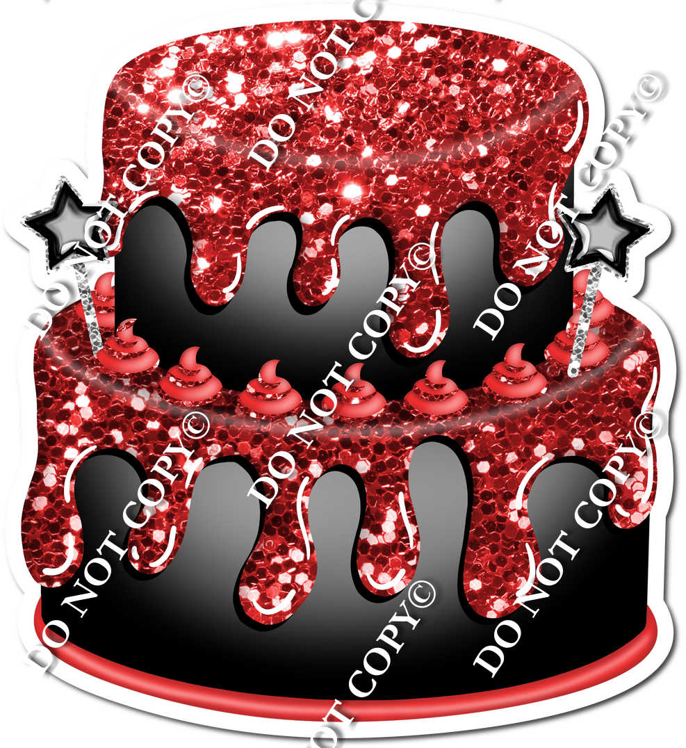 2 Tier Black Cake , Red Dollops & Drip| Sign Swag USA