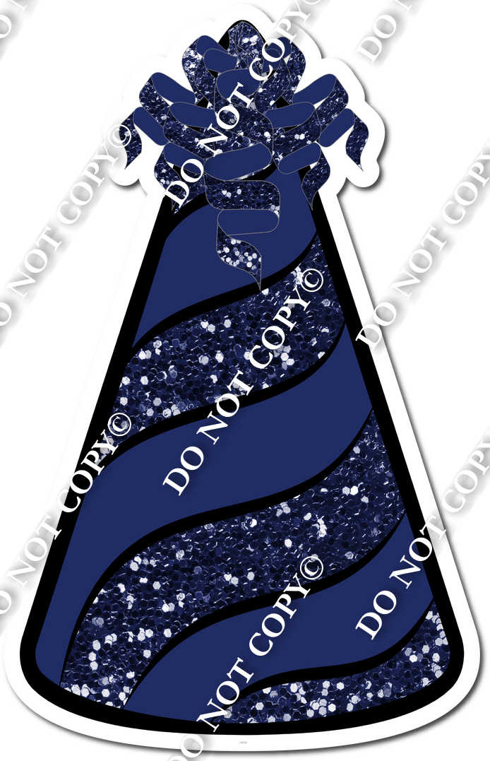 Navy Blue Sparkle & Flat Navy Blue Party Hat| Sign Swag USA