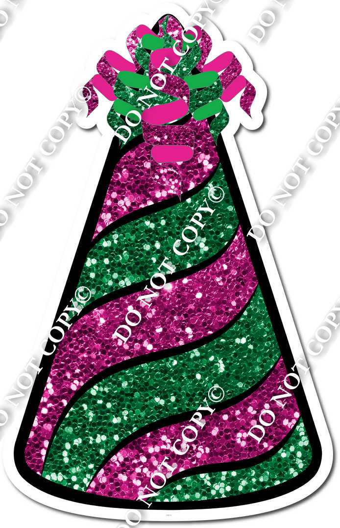 Hot Pink Sparkle & Green Sparkle Party Hat w/ Variants| Sign Swag USA
