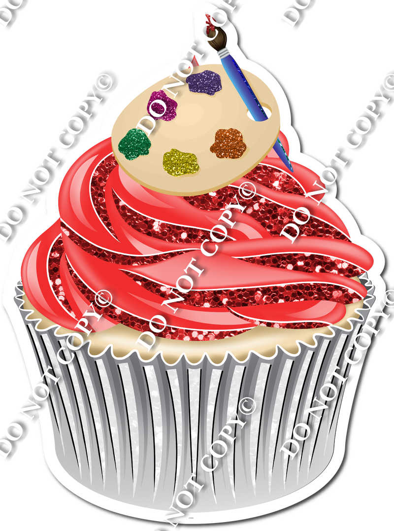 Red Cupcake with Painting Pallet| Sign Swag USA