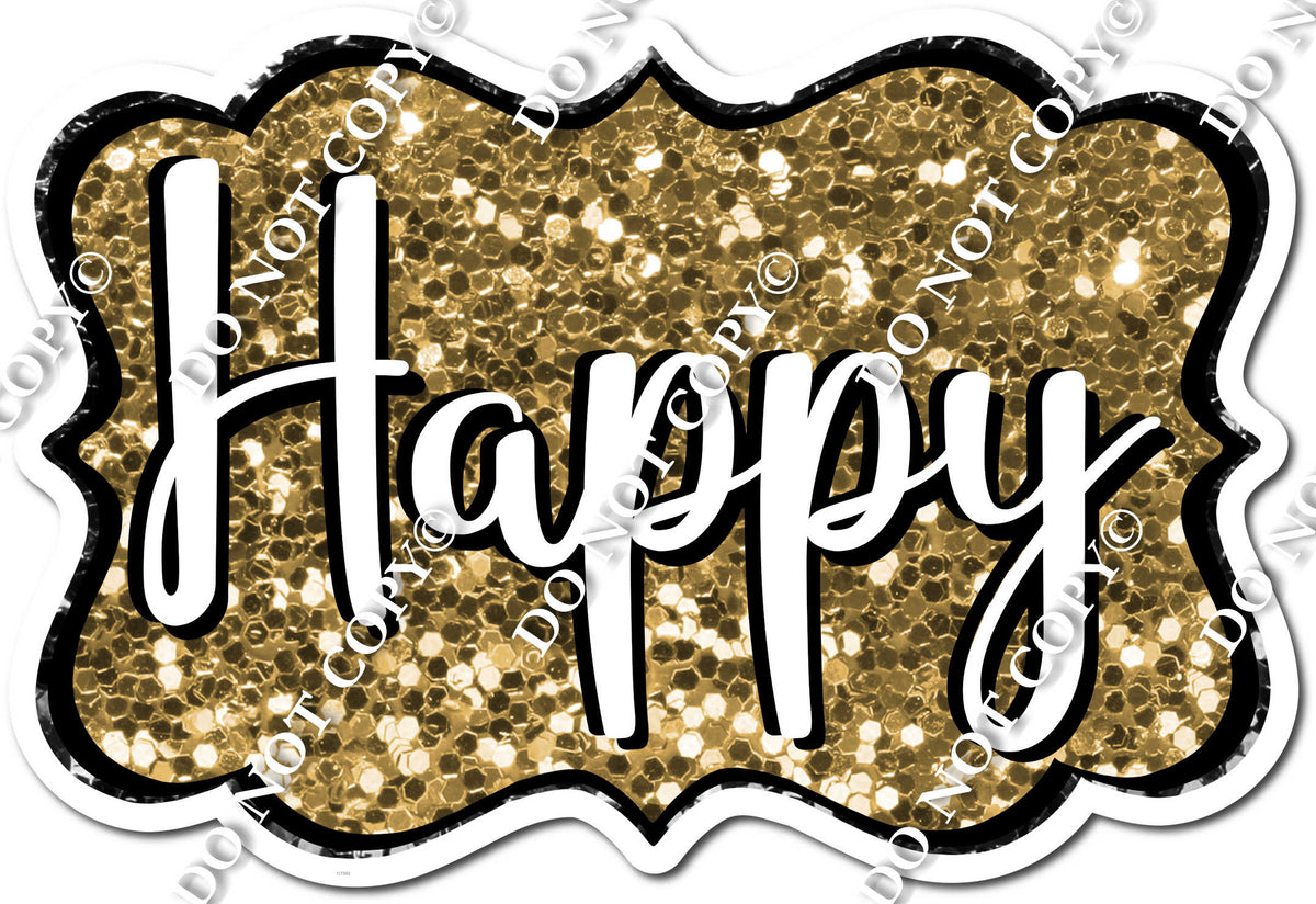 Happy - Gold Sparkle Statement| Sign Swag USA