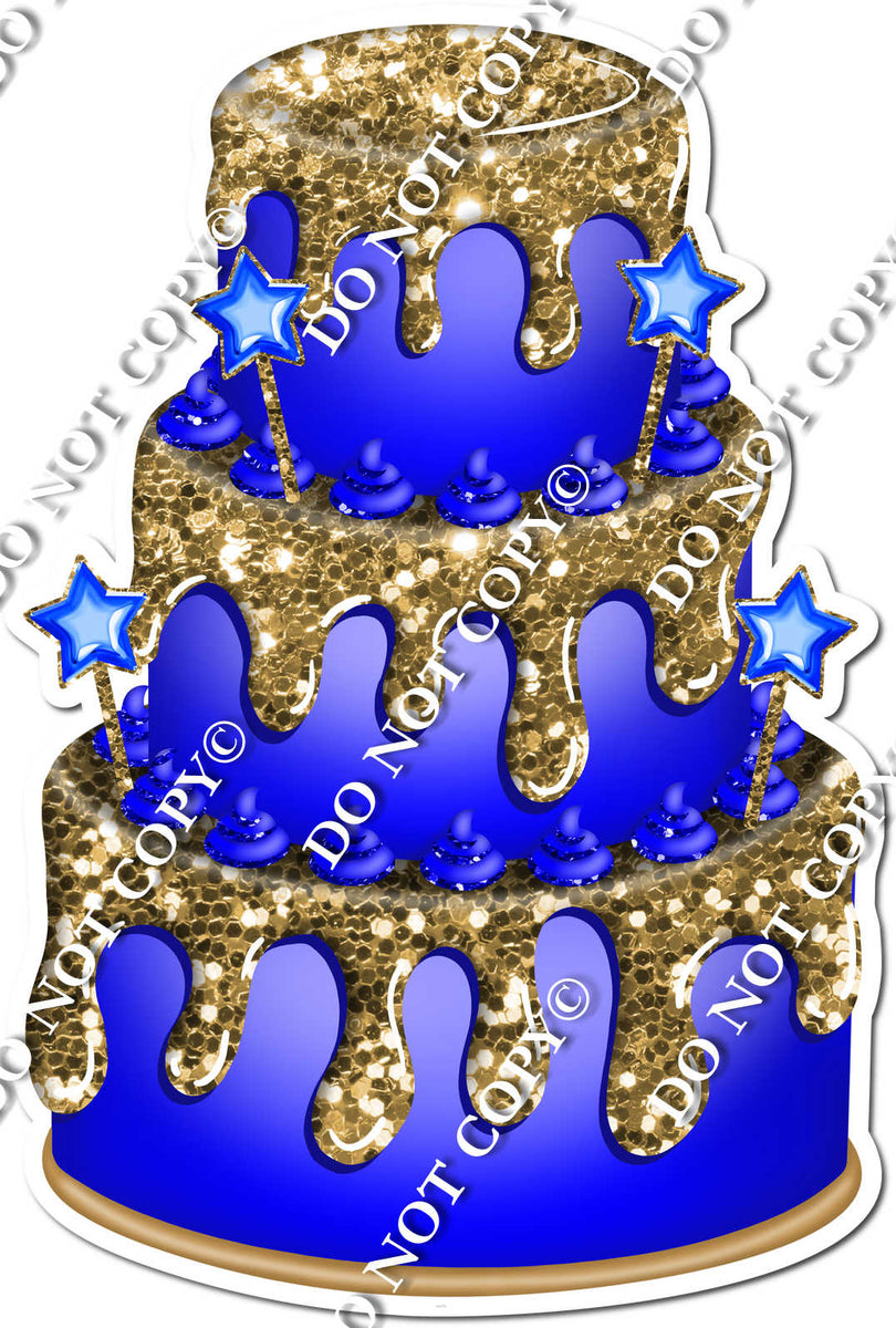 Blue Cake, Gold Dollops & Drip| Sign Swag USA
