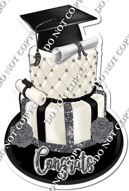 Congrats - Silver Graduation Cake| Sign Swag USA