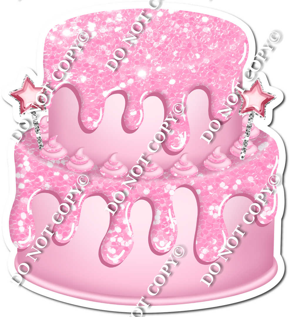 2 Tier Baby Pink Cake, Baby Pink Dollops & Drip| Sign Swag USA