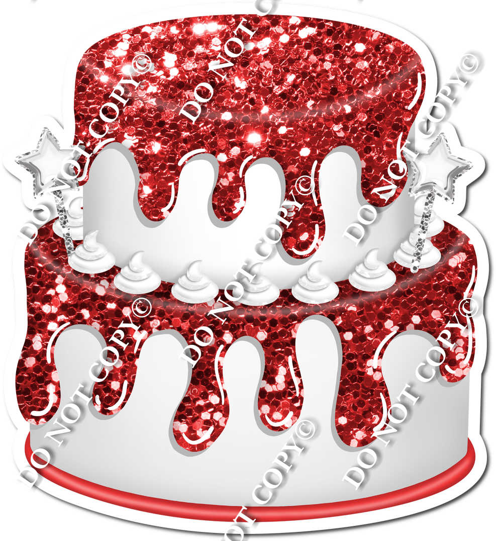 2 Tier White Cake & Dollops, Red Drip| Sign Swag USA