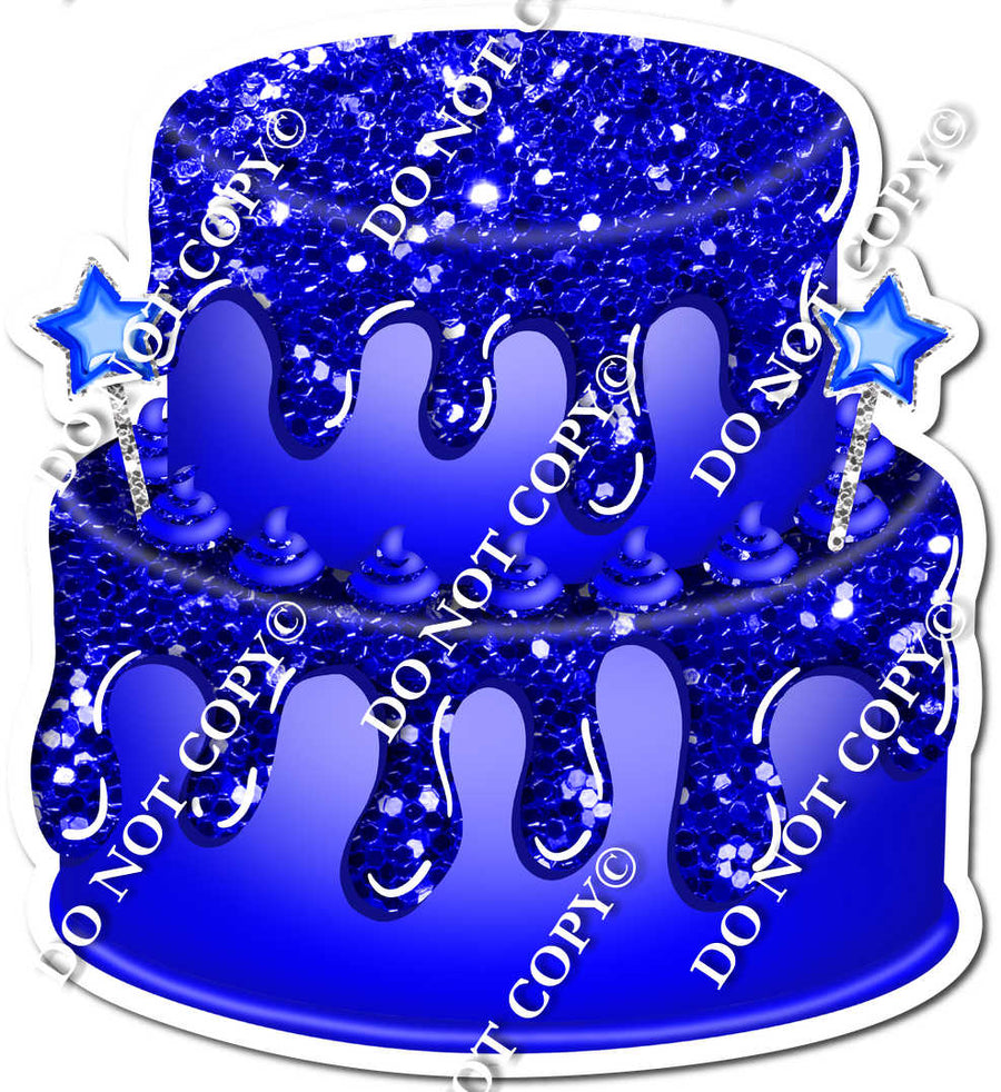 2 Tier Blue Cake, Blue Dollops & Drip| Sign Swag USA