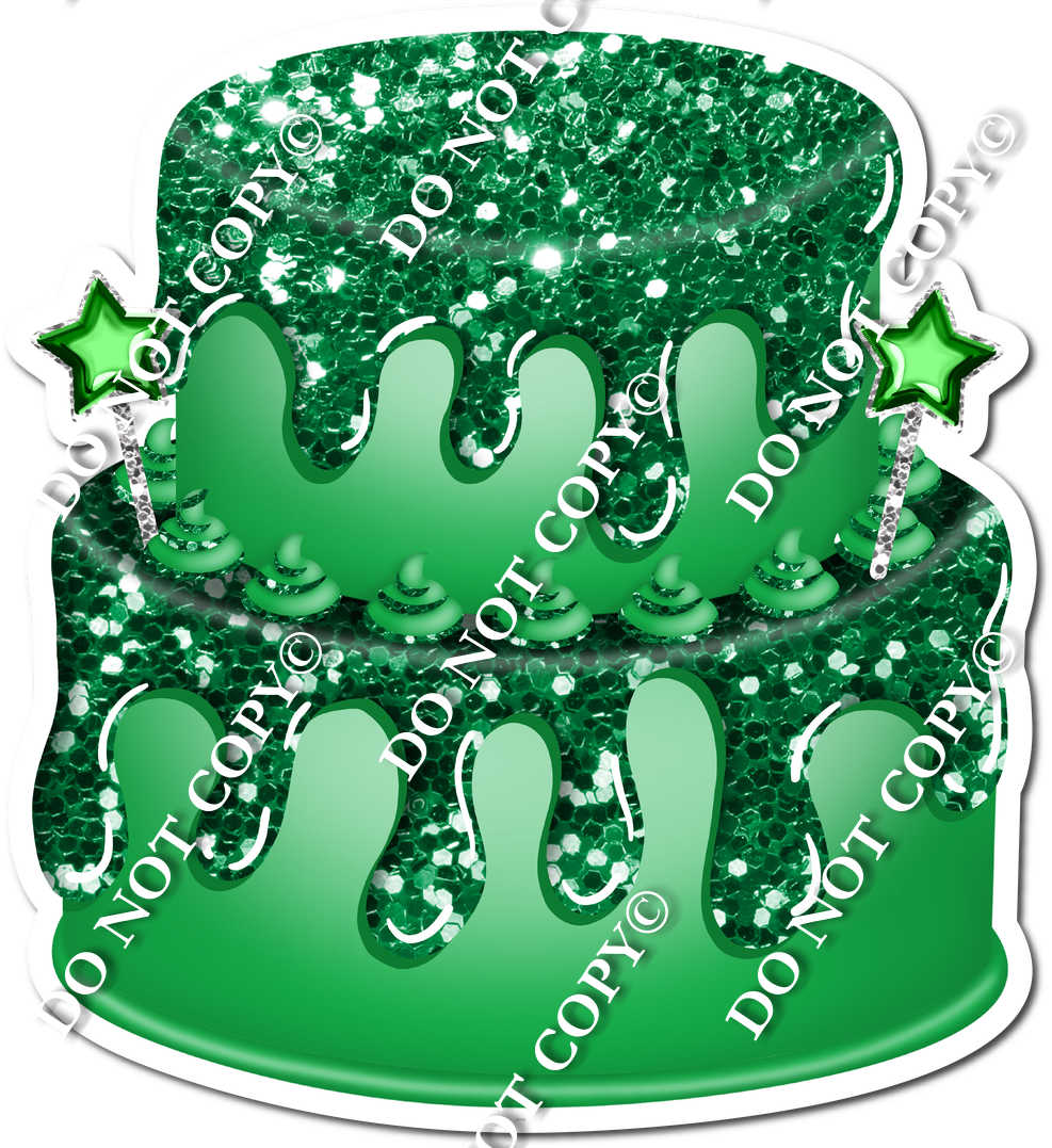 2 Tier Green Cake, Green Dollops & Drip| Sign Swag USA
