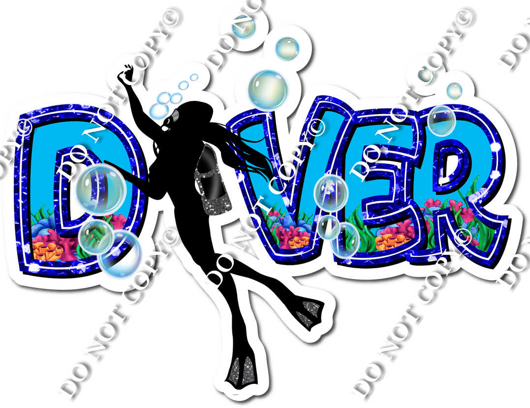 Ocean Background Diver Statement - Female Scuba Diver| Sign Swag USA