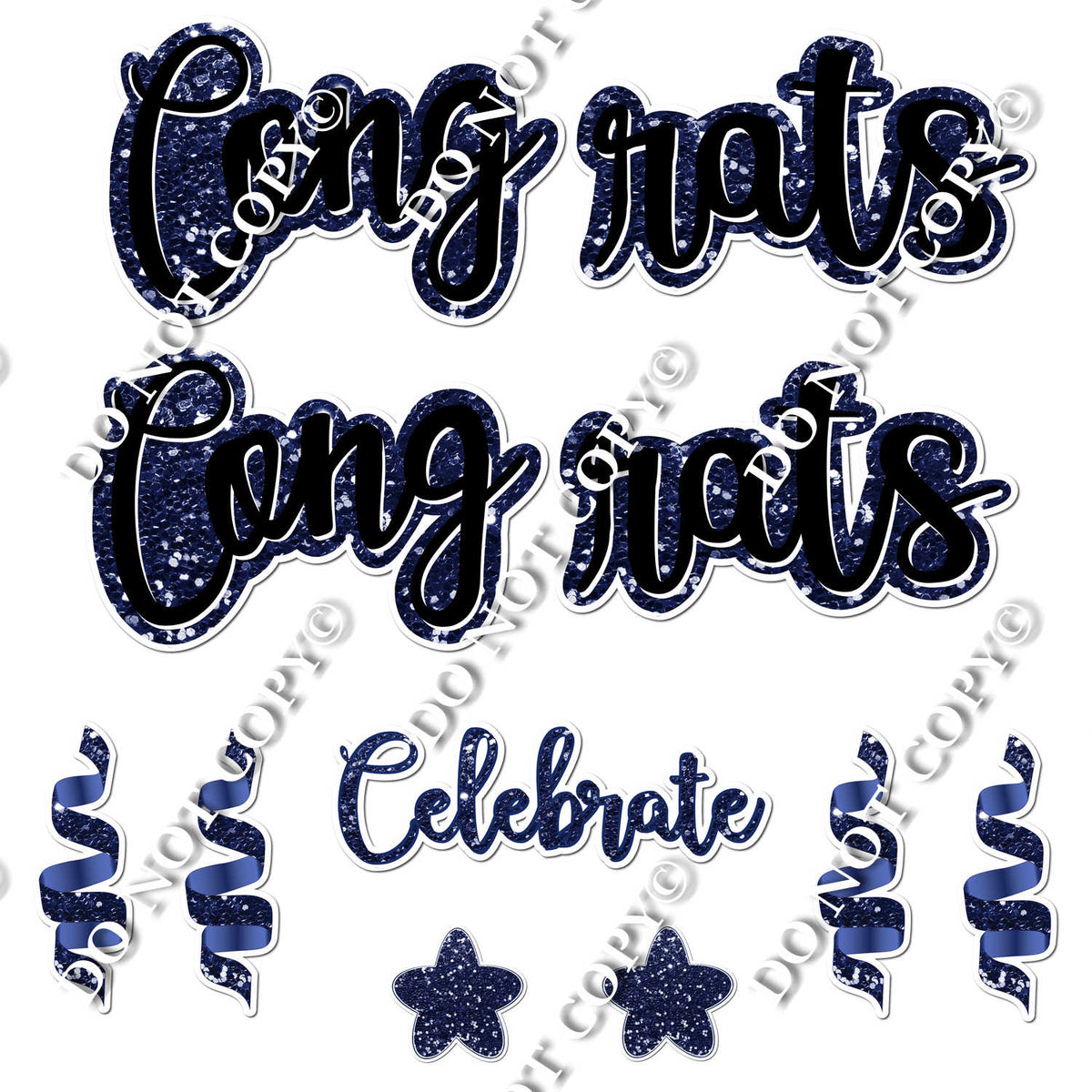11 pc Navy Blue Cursive - Congrats| Sign Swag USA
