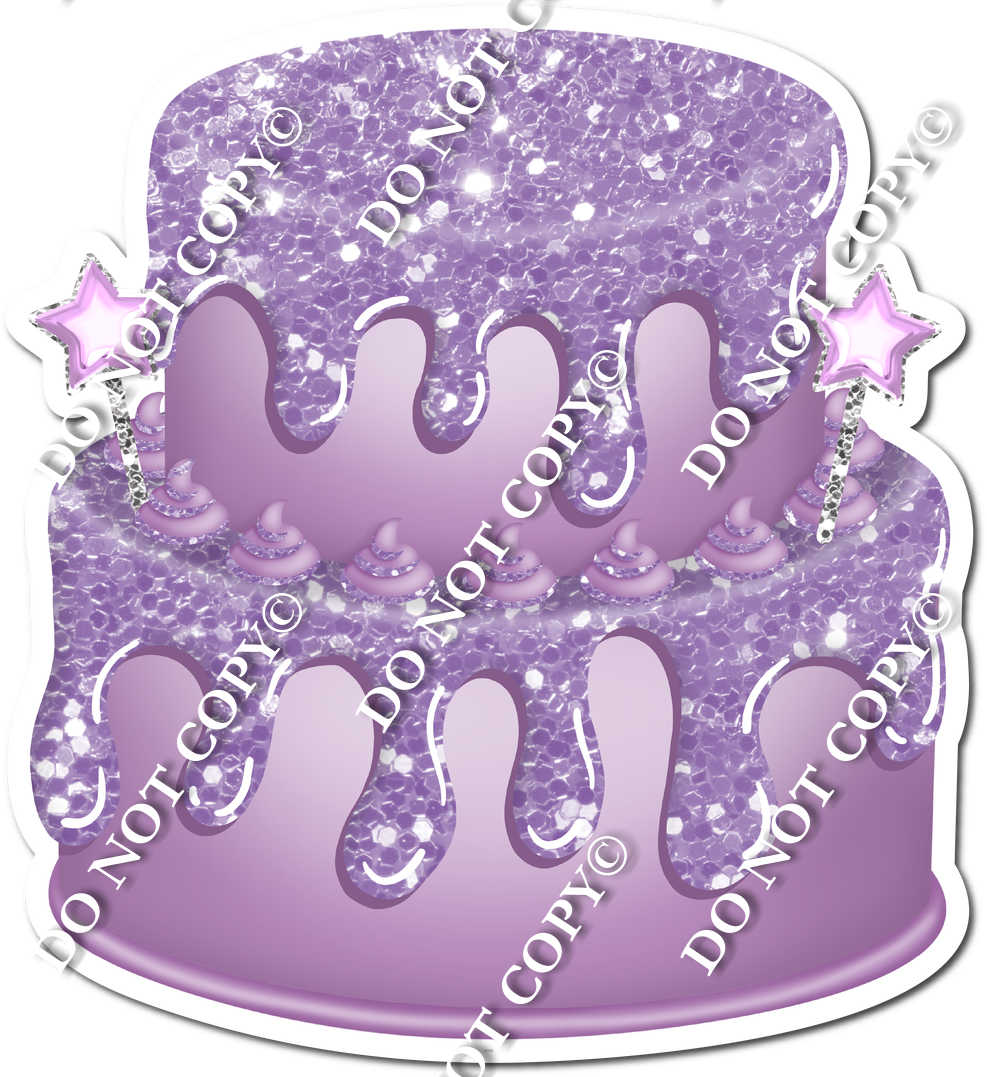 2 Tier Lavender Cake, Lavender Dollops & Drip| Sign Swag USA