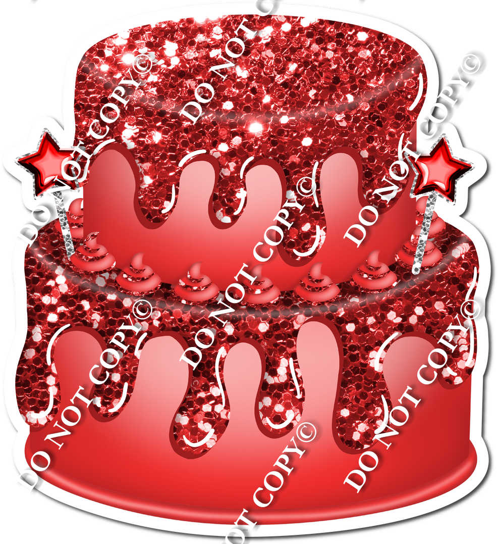 2 Tier Red Cake, Red Dollops & Drip| Sign Swag USA