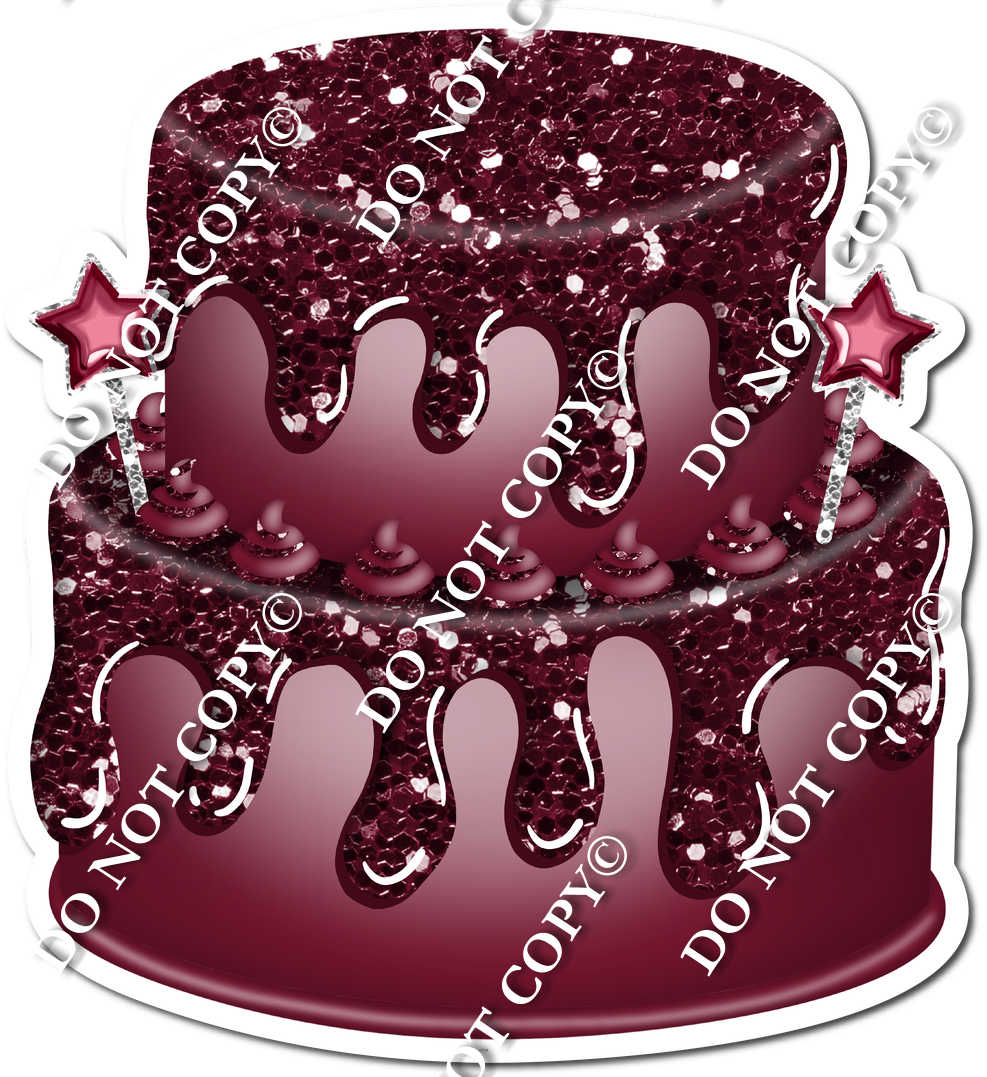 2 Tier Burgundy Cake, Burgundy Dollops & Drip| Sign Swag USA