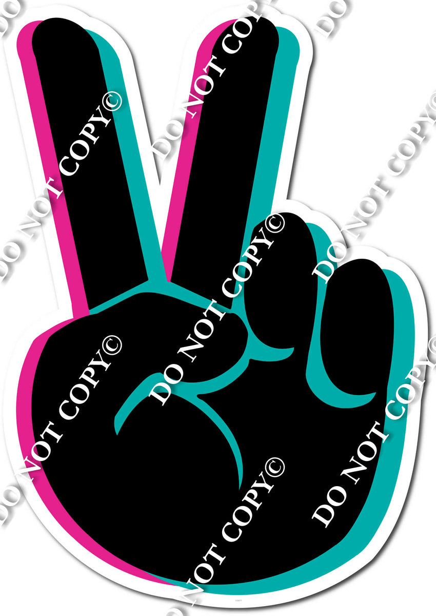 Flat Pink & Teal Silhouette Peace Sign| Sign Swag USA
