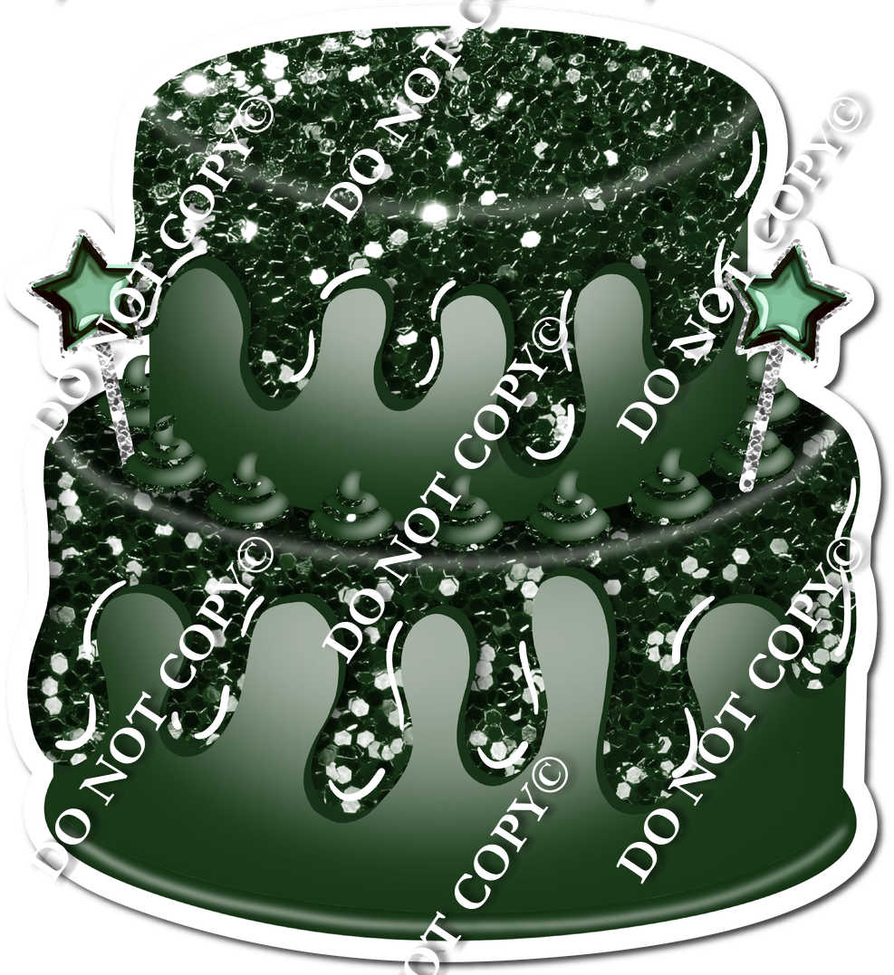 2 Tier Hunter Green Cake, Hunter Green Dollops & Drip| Sign Swag USA