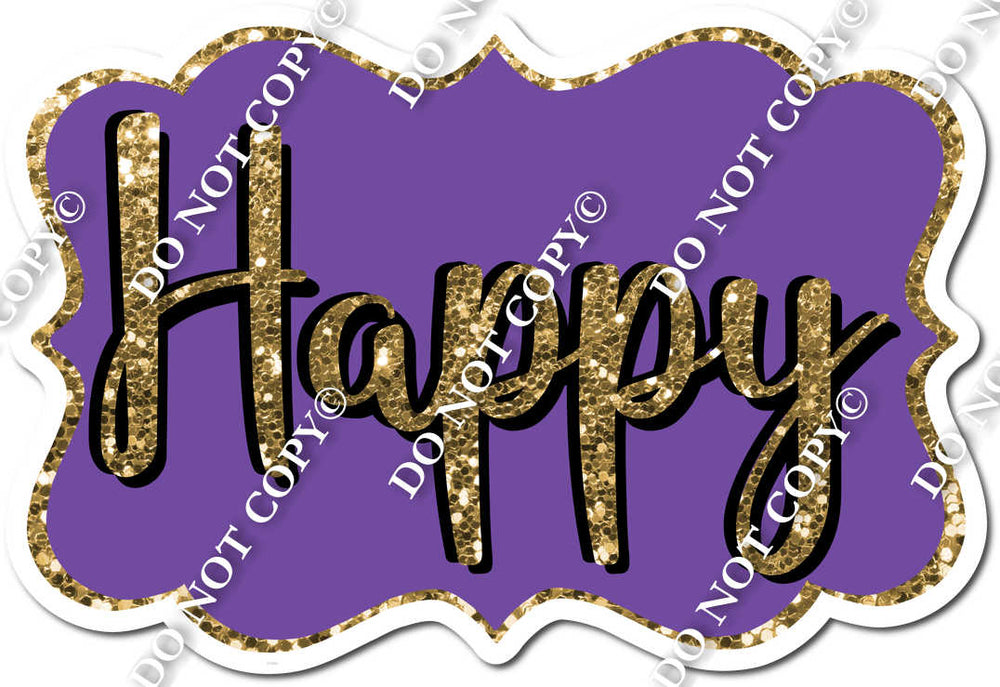 Purple & Gold HAPPY Statement w/ Variant| Sign Swag USA