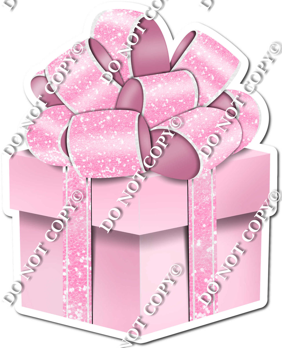 Sparkle - Baby Pink Box & Baby Pink Ribbon Present - Style 2| Sign Swag USA