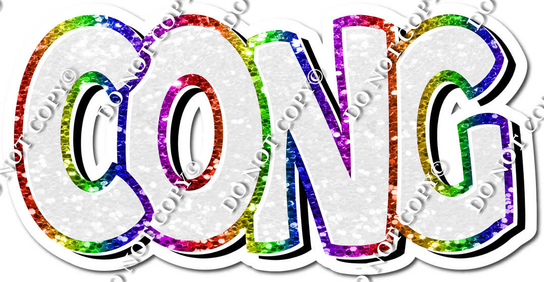 Split BB - White & Rainbow Sparkle Cong Rats| Sign Swag USA