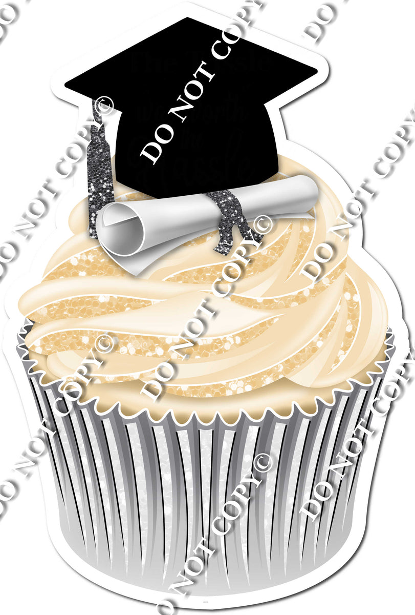 Champagne - Blank Graduation Cap Cupcake| Sign Swag USA