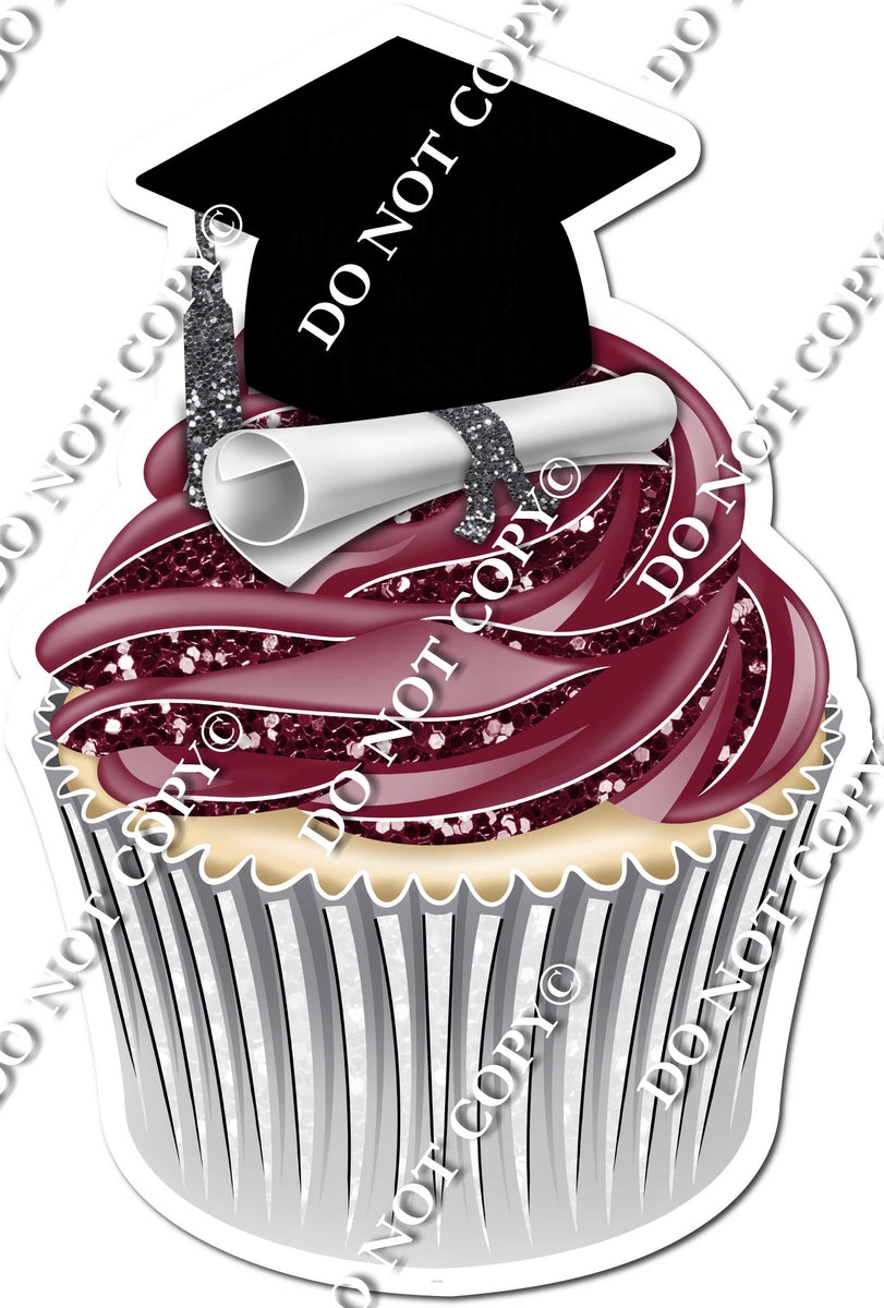 Burgundy - Blank Graduation Cap Cupcake| Sign Swag USA