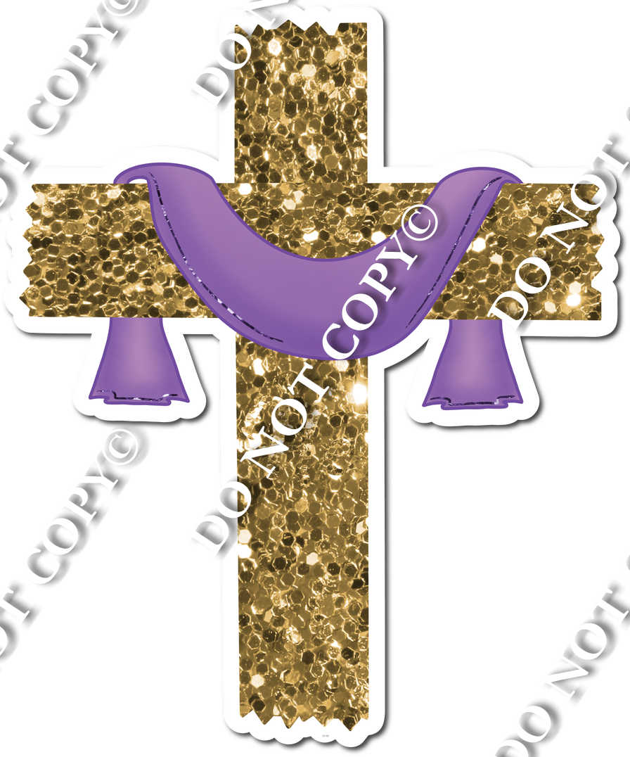 Gold Sparkle Cross with Linen| Sign Swag USA