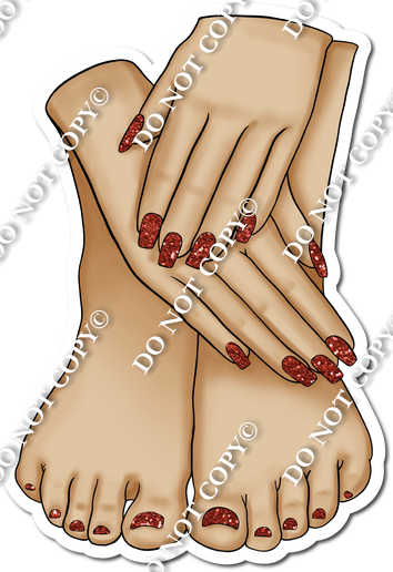 Light Skin Tone Red Mani Pedi w/ Variant| Sign Swag USA