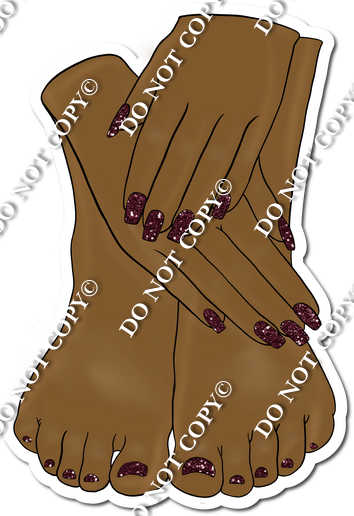 Dark Skin Tone Burgundy Mani Pedi w/ Variant| Sign Swag USA