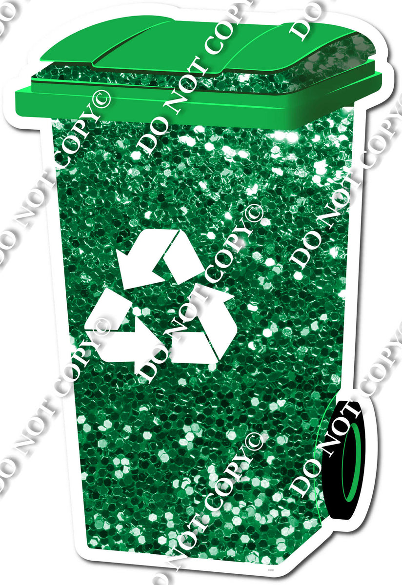 Sparkle Green Recycle Bin - Trash Can w/ Variants| Sign Swag USA