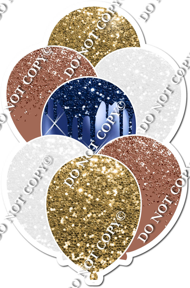 White, Navy Blue Drip, & Rose Gold Balloon Bundle| Sign Swag USA