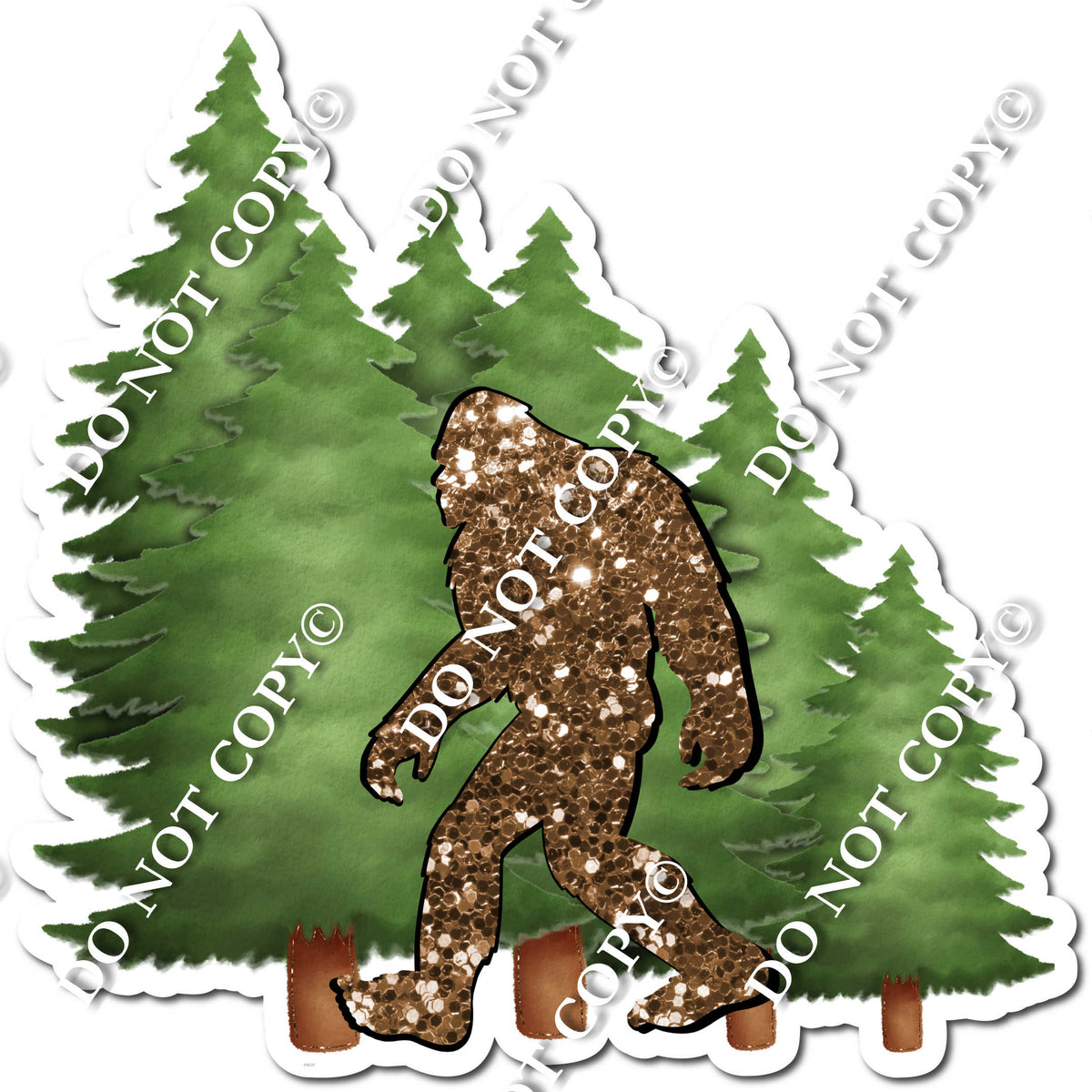 Chocolate Sparkle Bigfoot & Green Trees| Sign Swag USA