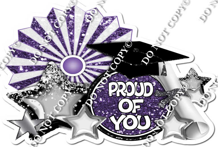 Purple & White Sparkle Proud of You Statement with Fan Right w/ Varian ...