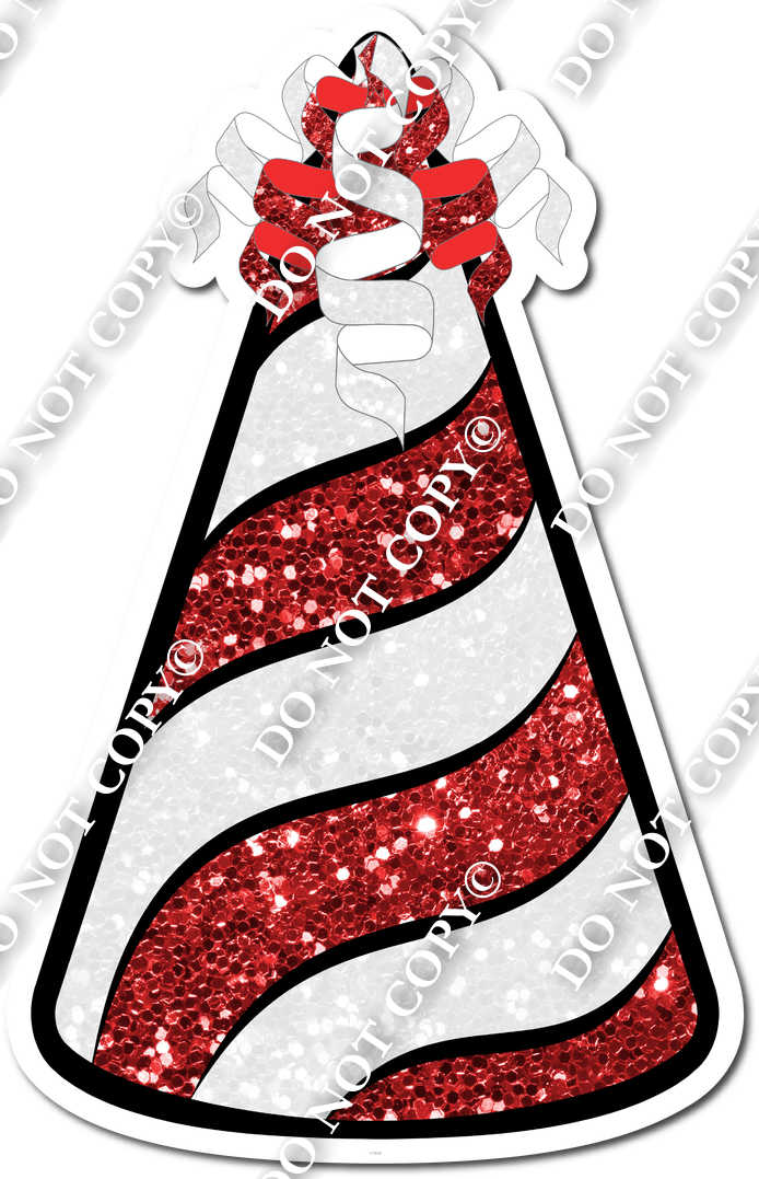 Red & White Sparkle Party Hat w/ Variant| Sign Swag USA