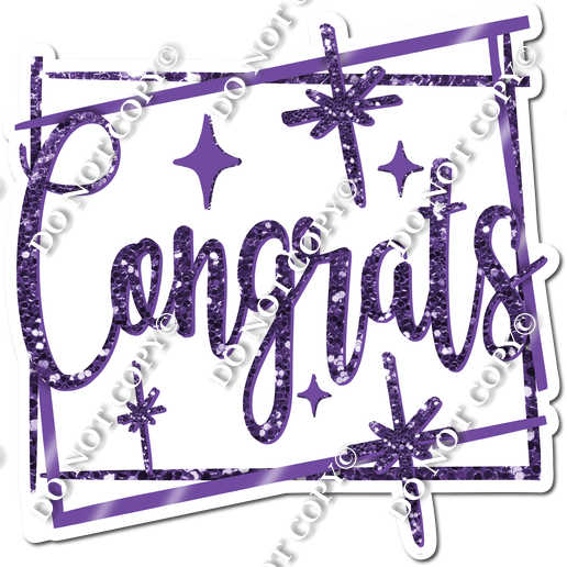 White & Purple Sparkle Congrats Grad w/ Variant| Sign Swag USA