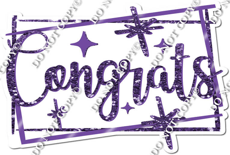 White & Purple Sparkle Congrats Grad w/ Variant| Sign Swag USA