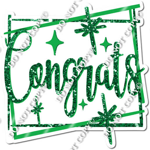 White & Green Sparkle Congrats Grad w/ Variant| Sign Swag USA