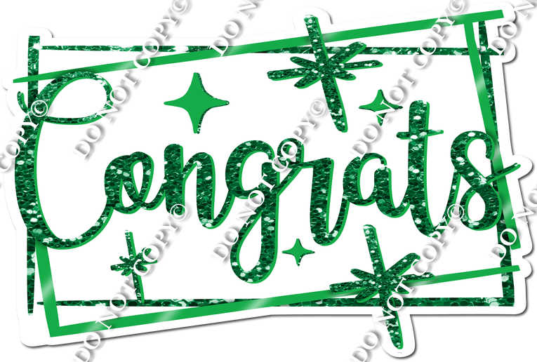 White & Green Sparkle Congrats Grad w/ Variant| Sign Swag USA