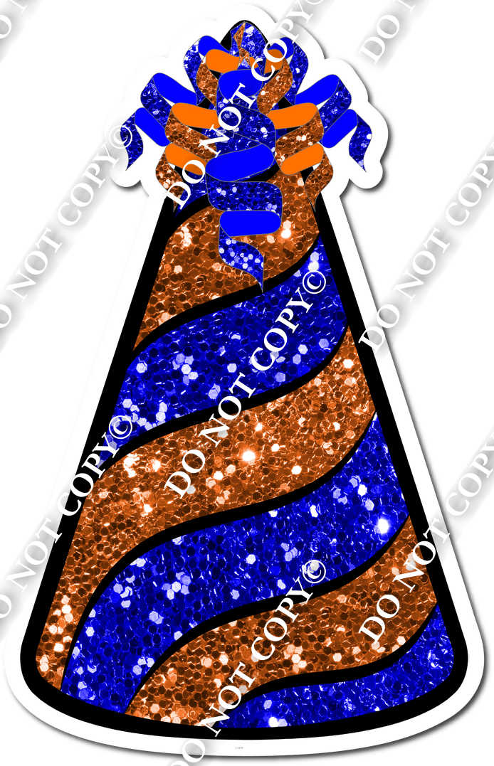 Blue & Orange Sparkle Party Hat w/ Variant| Sign Swag USA
