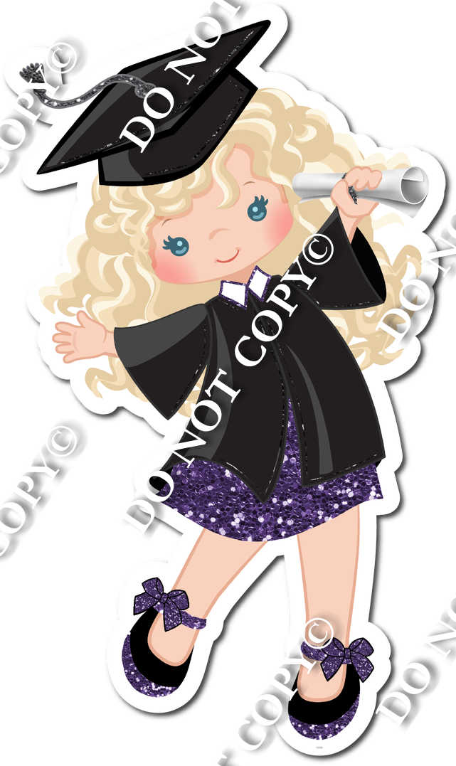 Graduation Light Skin Girl in Purple| Sign Swag USA