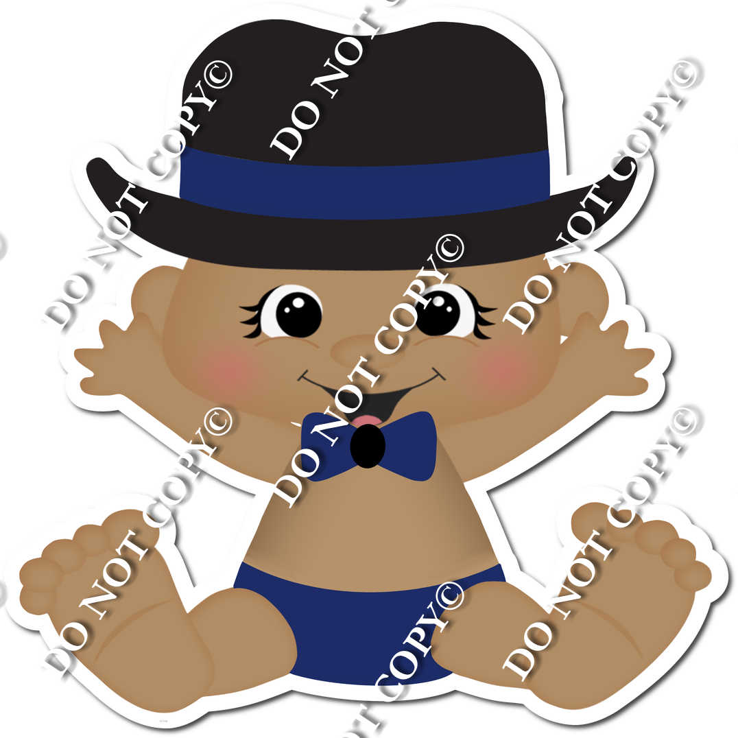 Dark Skin Tone Boy with Top Hat - Navy Blue -| Sign Swag USA