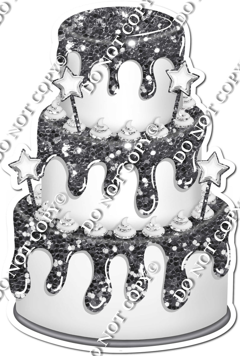 White Cake & Dollops, Silver Drip| Sign Swag USA