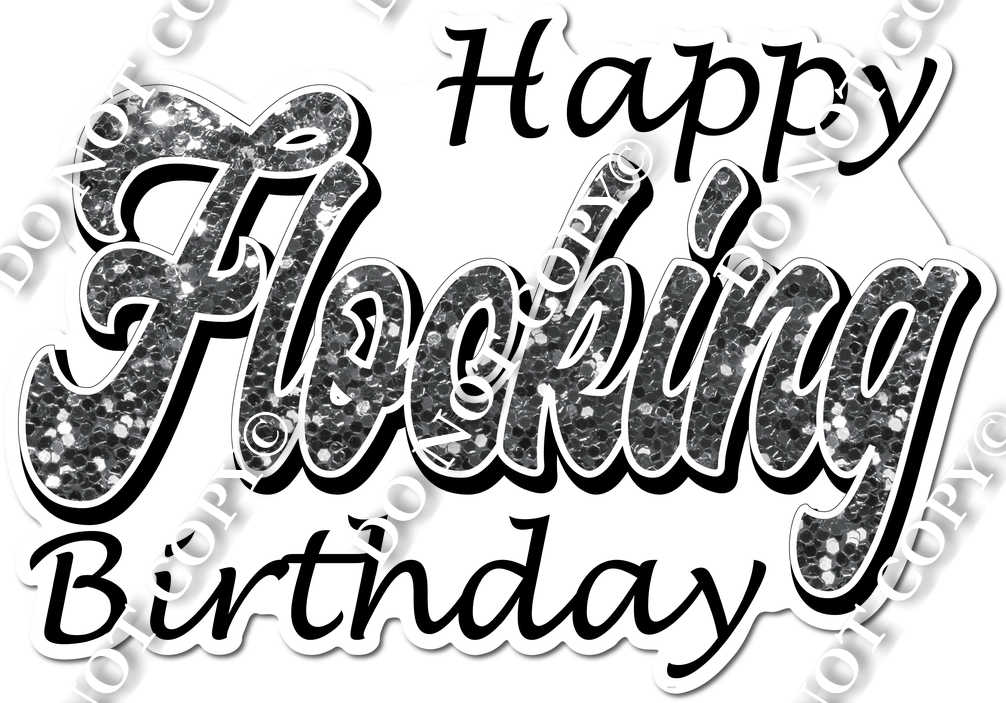 Silver Happy Flocking Birthday Flash Yard Sign| Sign Swag USA