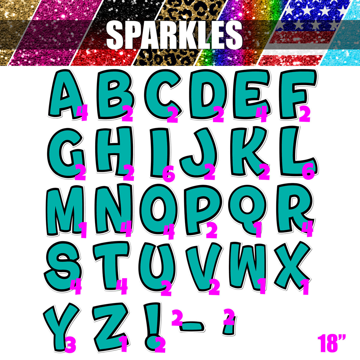 Sparkle - 18" BB 76 pc Alphabet Sets| Sign Swag USA