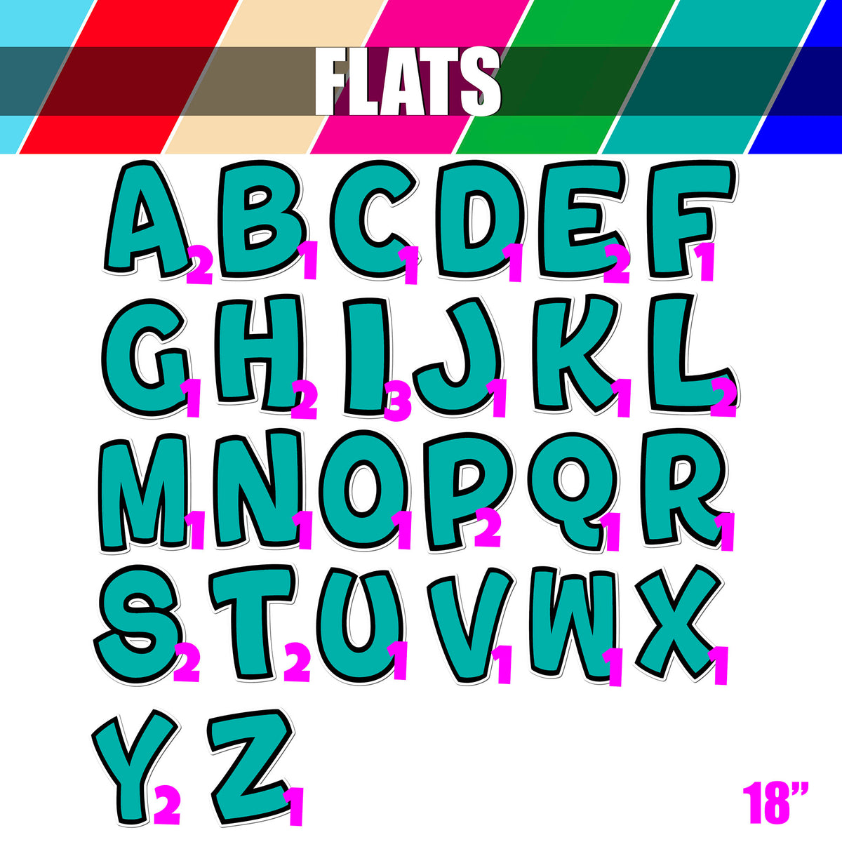 Flat - 18" BB 36 pc Alphabet Sets| Sign Swag USA