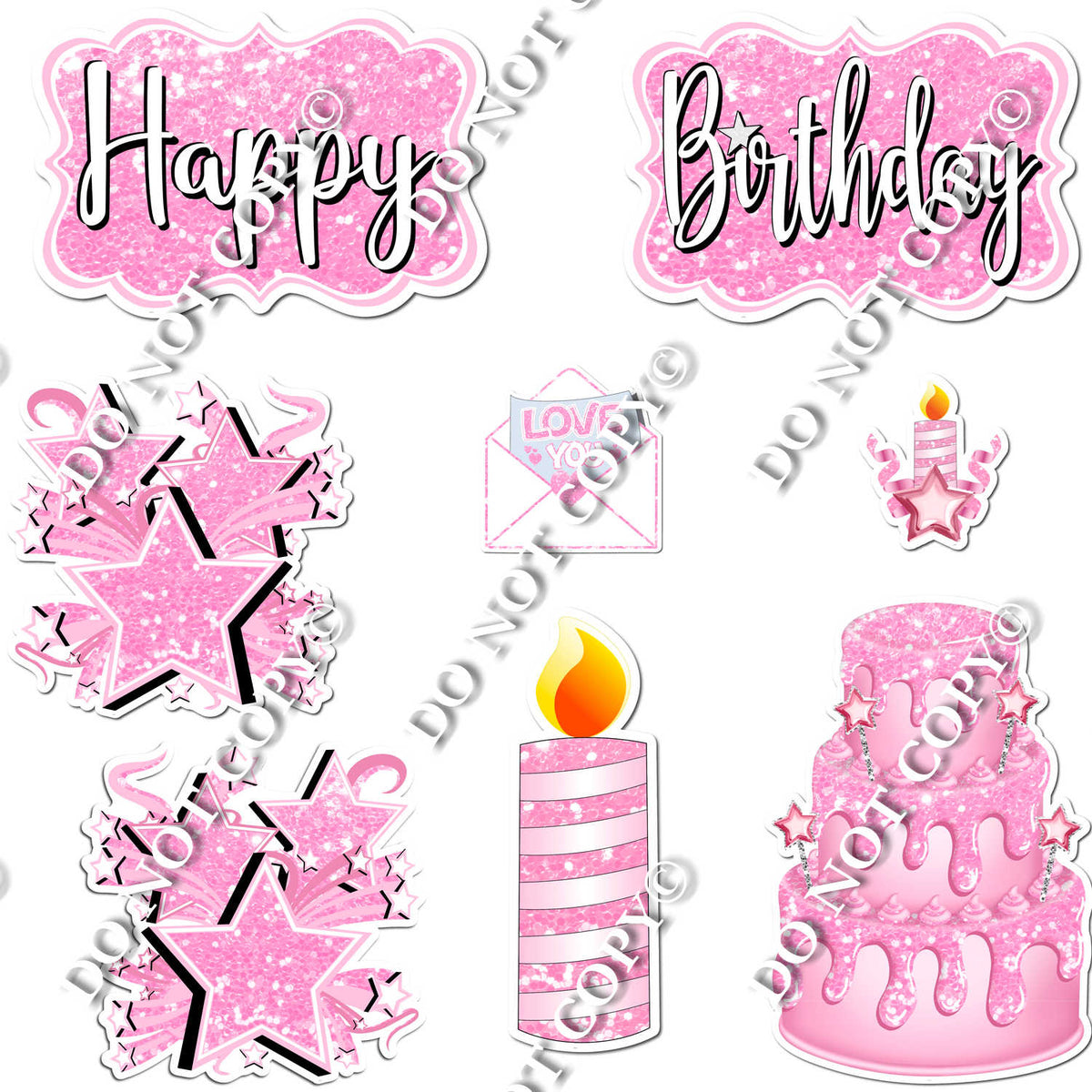 8 pc Quick Sets #1 - Sparkle Baby Pink - Flair-hbd0592| Sign Swag USA
