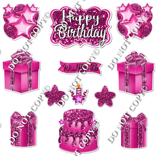 12 pc Quick Sets #2 - Sparkle Hot Pink Flair-hbd0642| Sign Swag USA